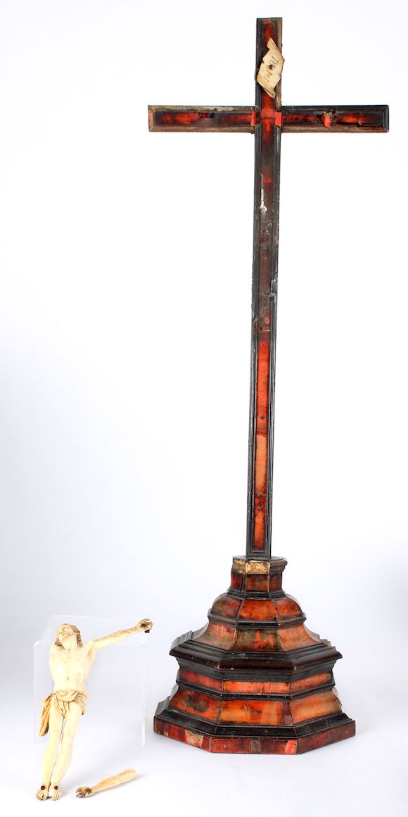 Bonhams : A Contiental carved ivory crucifix