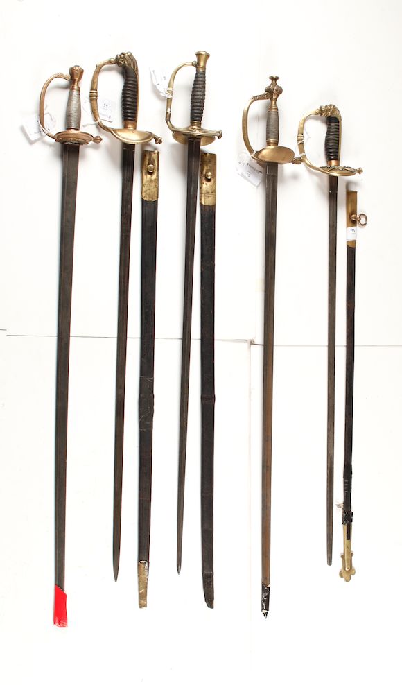 Bonhams : Five Brass Hilted Continental Swords
