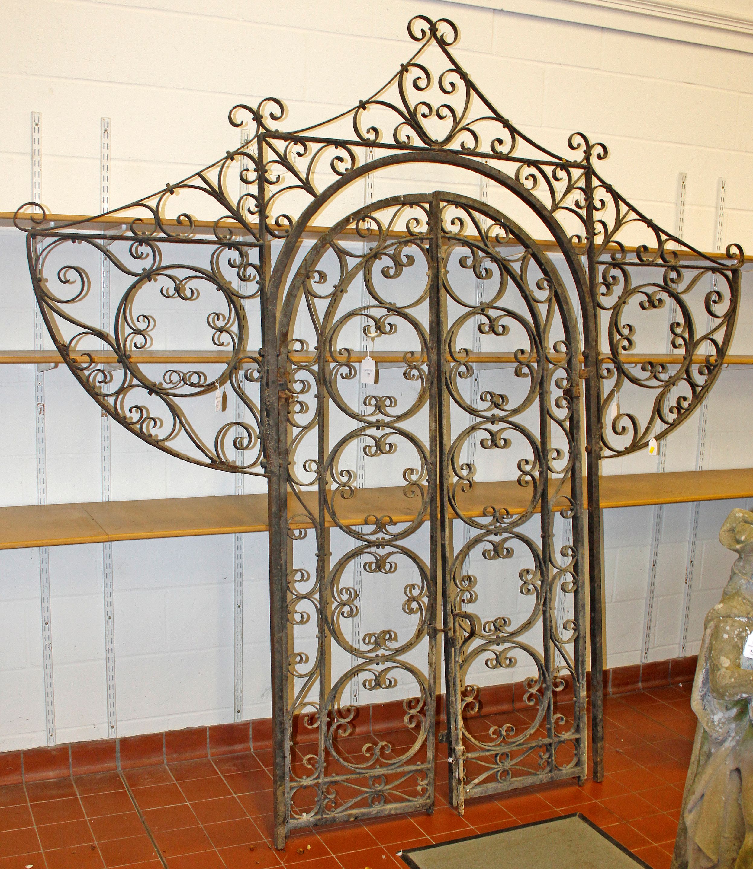Bonhams : A 19th Century wrought iron scrollwork arched garden gate and ...