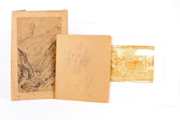 Bonhams : A pencil drawing by Bernard Leach Dated 1953