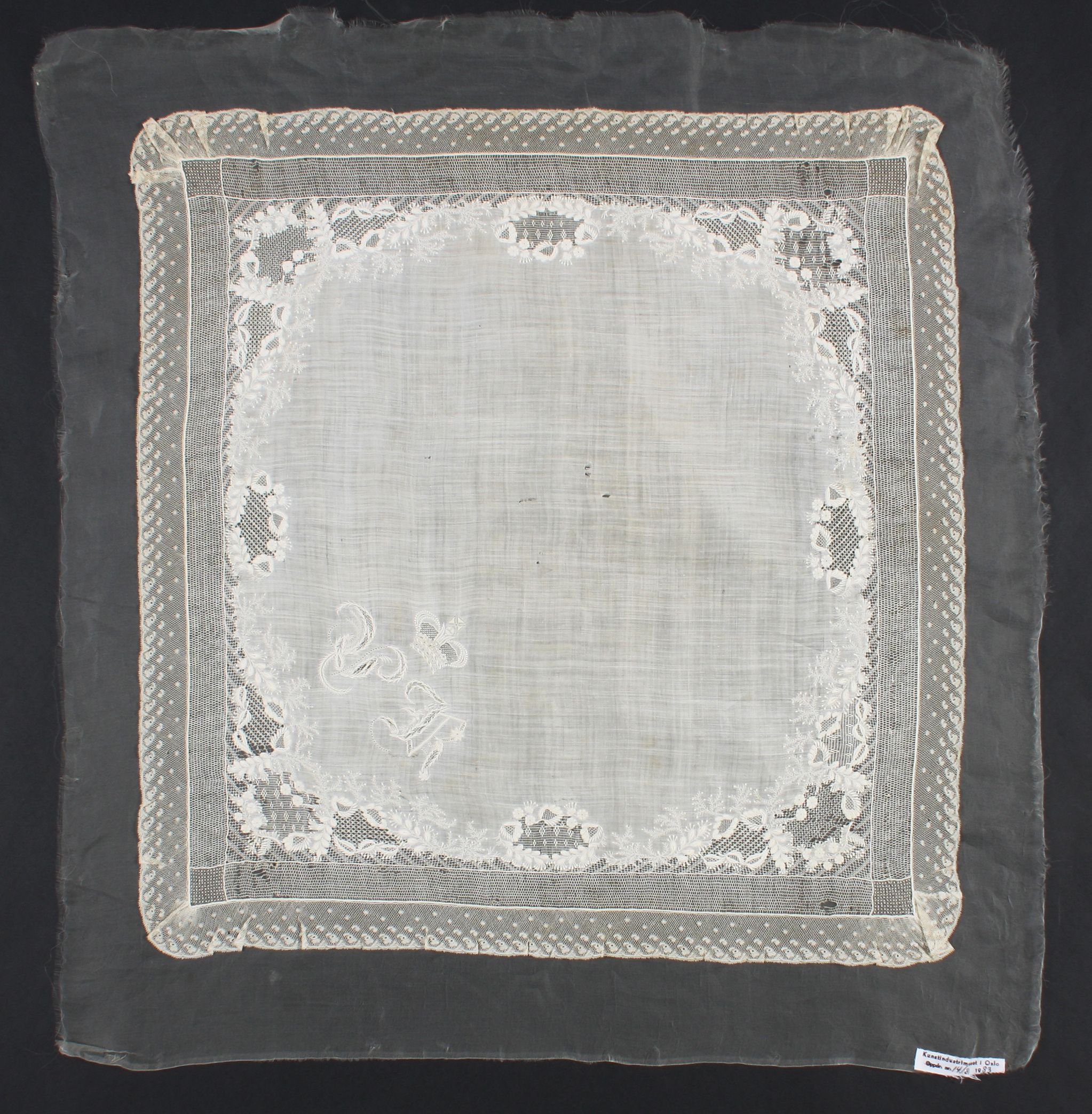 Bonhams : Queen Victoria's embroidered silk handkerchief, circa 1840
