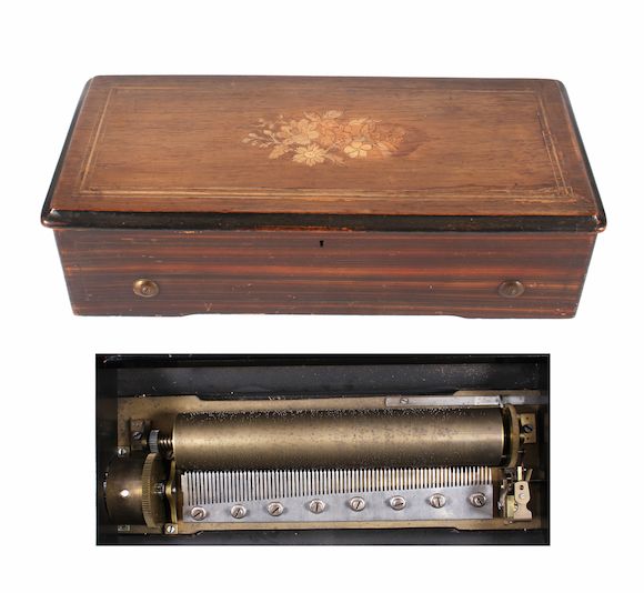 Bonhams : A lever wind cylinder musical box circa 1885,