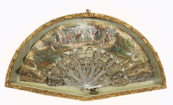 Bonhams : An English framed fan, mid 18th century