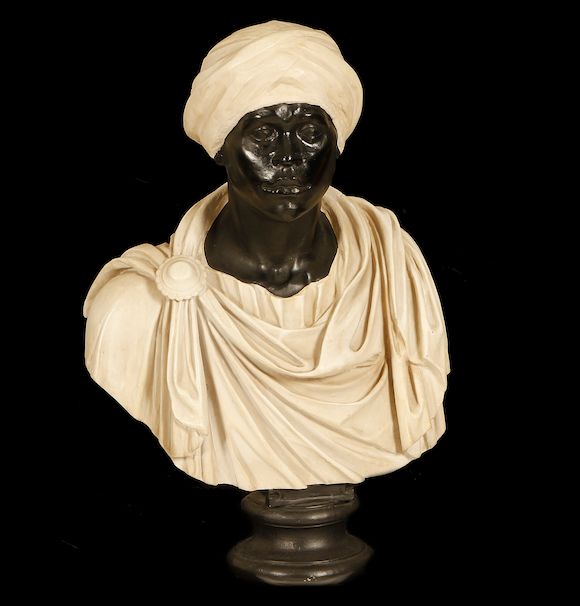Bonhams : A Venetian 18th century style faux marble bust of an African ...