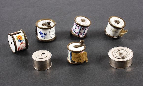 Bonhams : Five late 18th century Staffordshire enamel tape measures