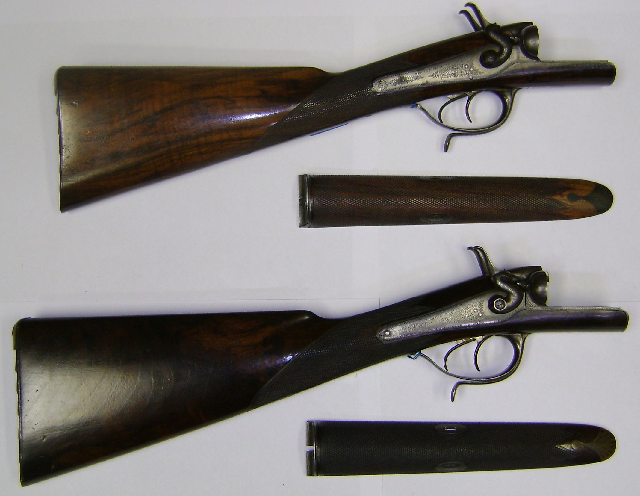 Bonhams : The parts of a 12-bore bar-in-wood hammer gun by Wiggan & Elliott