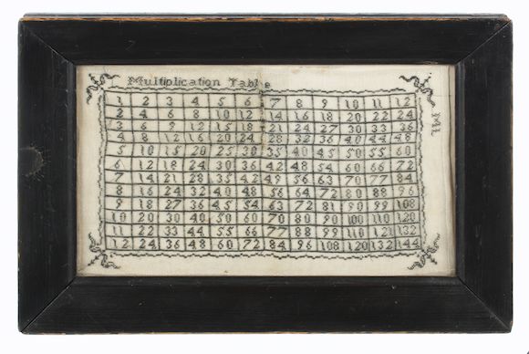 Bonhams : A 19th century multiplication table sampler