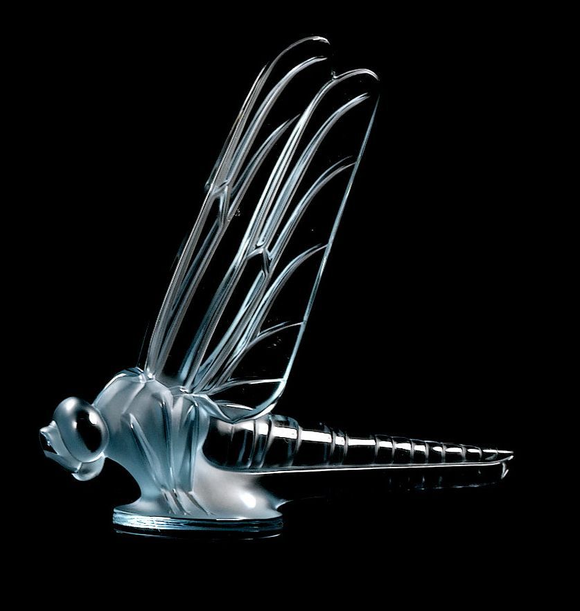 Bonhams Cars : A post-War 'Grande Libellule' glass mascot with blue ...