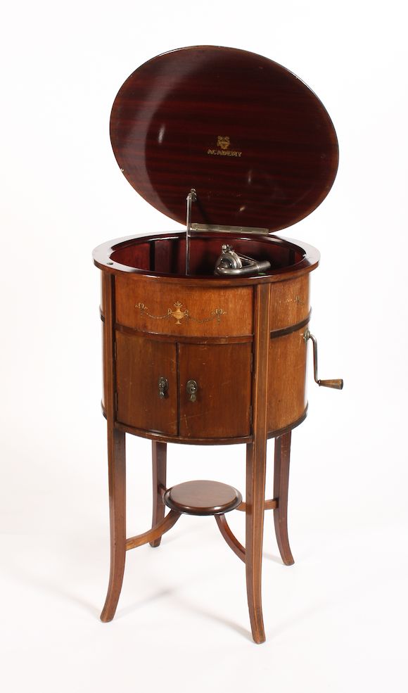 Bonhams : An Academy circular Sheriton style cabinet gramophone, circa ...