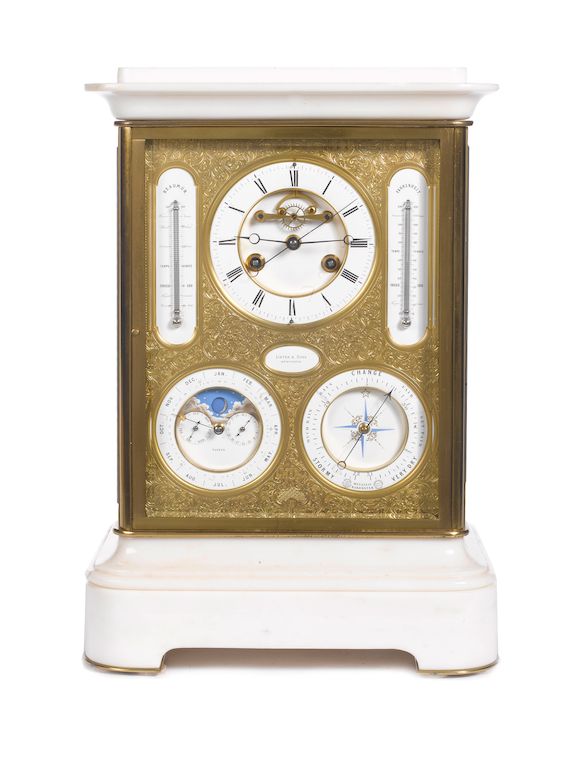 Bonhams : A fine mid 19th century gilt brass and marble four glass ...