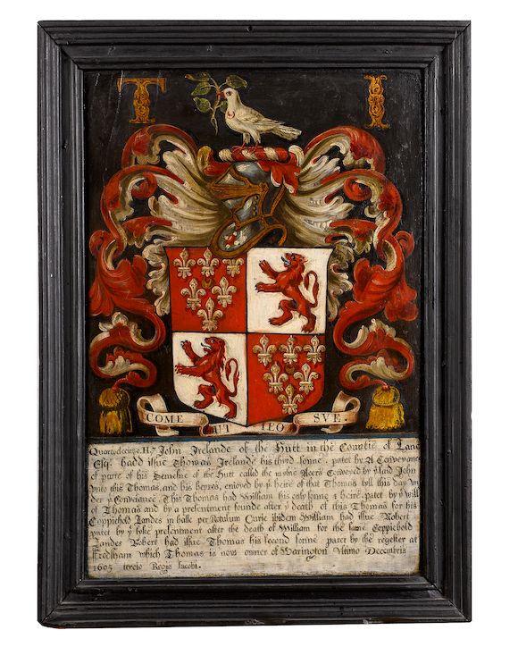 Bonhams : An early 17th century painted panel with the quartered arms ...