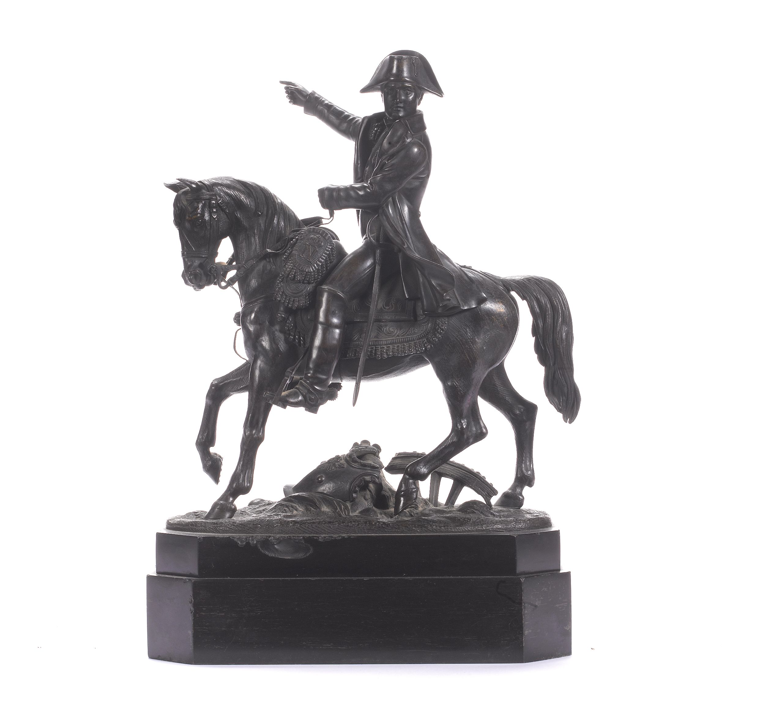 Bonhams : A late 19th century French bronze figure of Napoleon on horseback