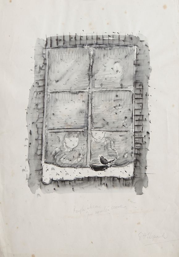 Bonhams : Ernest Howard Shepard (British, 1879-1976) Winter scene with ...