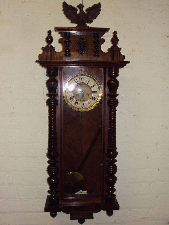 Bonhams : A 19th century walnut Vienna-style wall clock