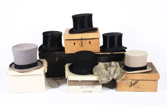 Bonhams : Six boxed top hats