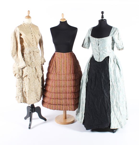 Bonhams : A 1790s blue silk open robe, a McLintock's down petticoat and ...