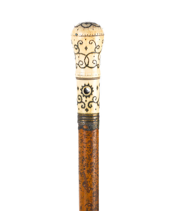 Bonhams A Late 17thearly 18th Century Piqué And Ivory Walking Cane