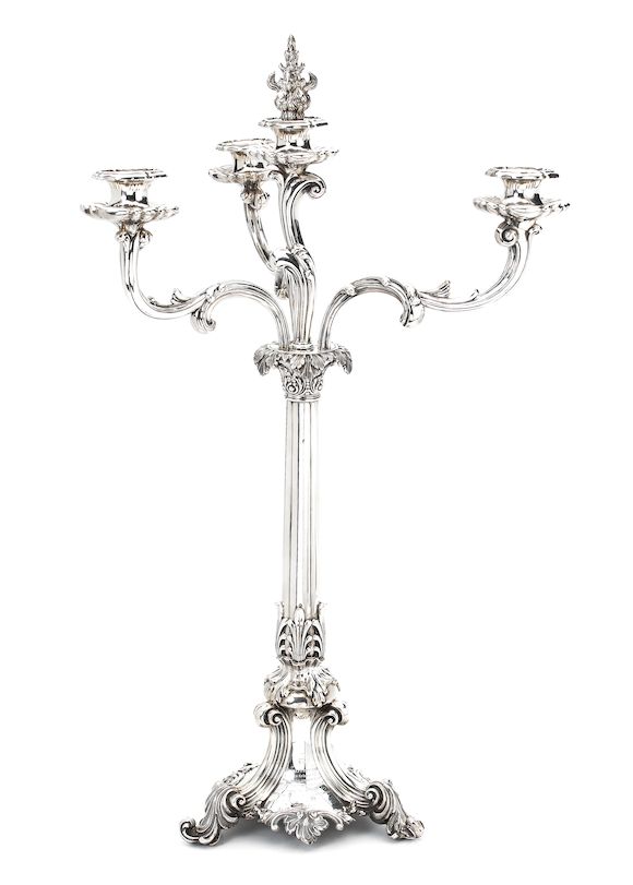 Bonhams : A Victorian presentation silver four-light table centre piece ...