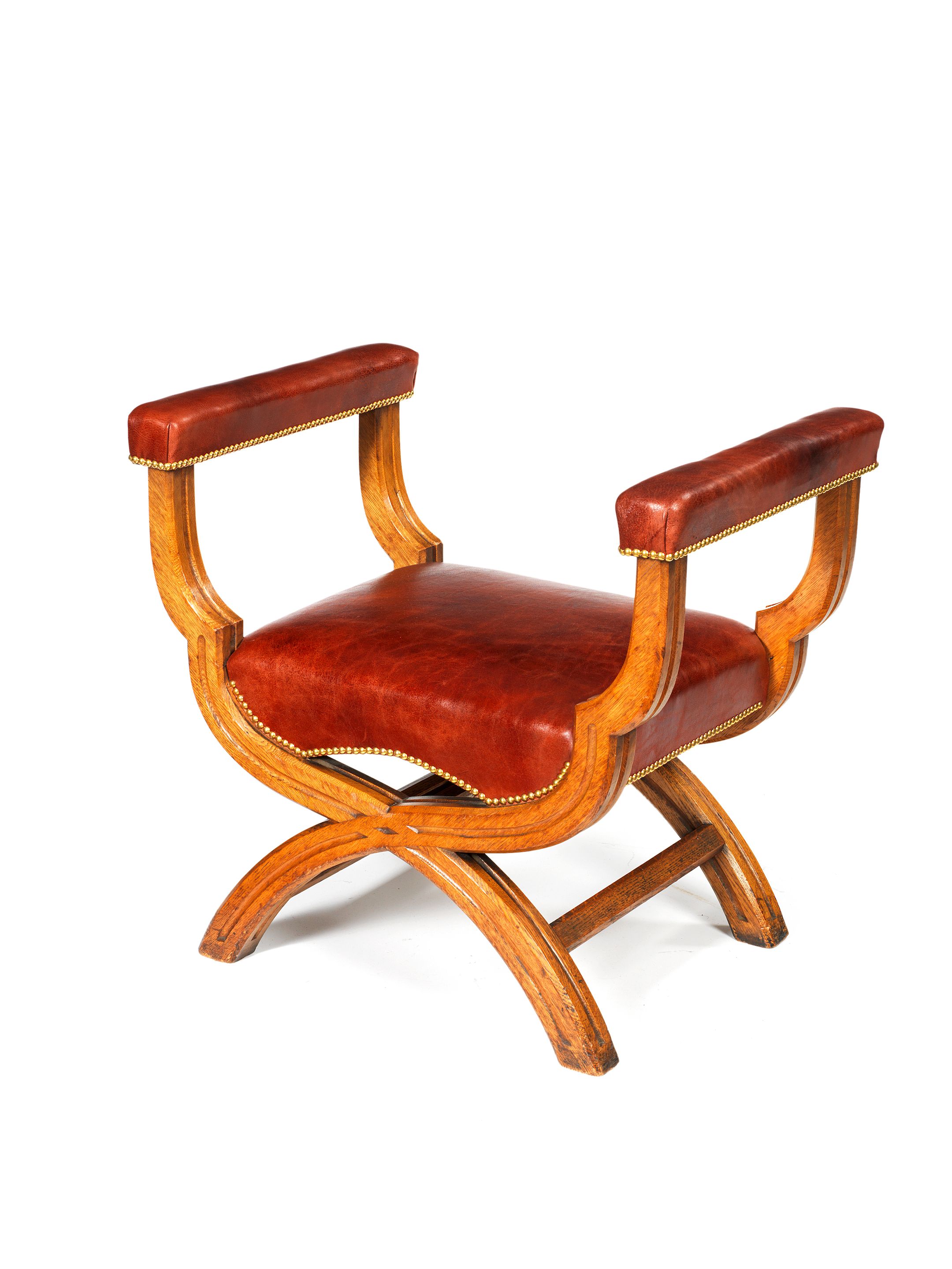 Bonhams : A large Victorian oak X-frame stool