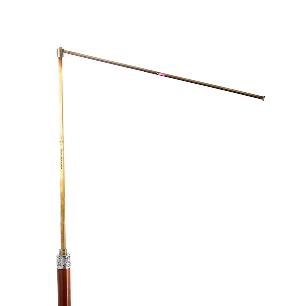 Bonhams : A Victorian silver mounted brass horse measuring gadget stick ...