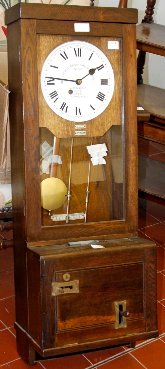 Bonhams : An oak cased time recording clock, The Gledhill-Brook Timer ...