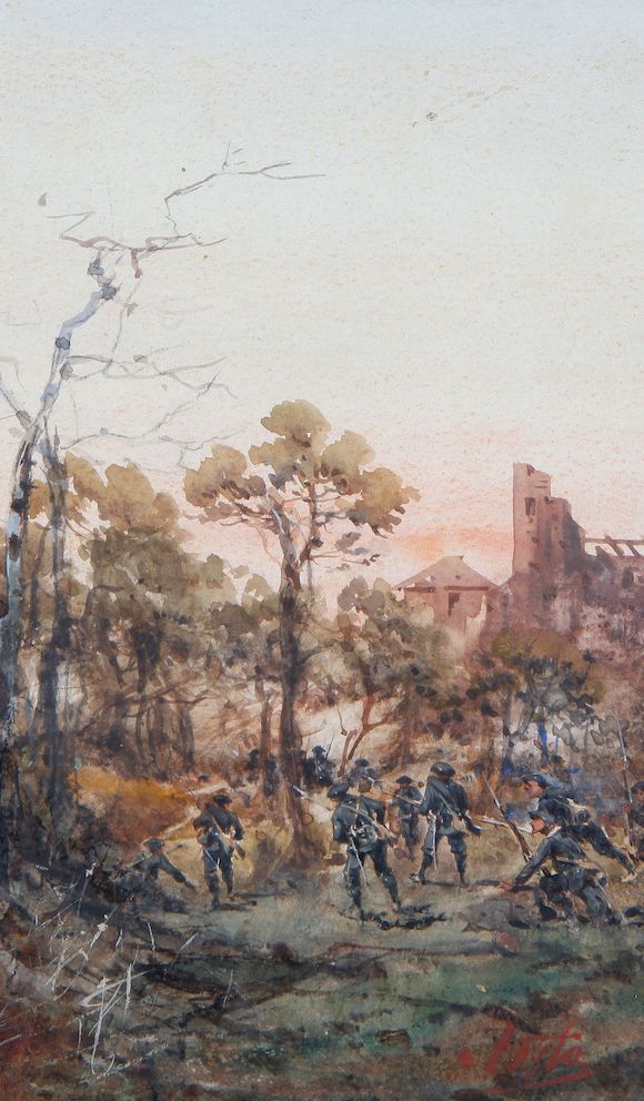 Bonhams : Emmanuel Costa (French, 1833-1921) L'avancée de Chasseurs Alpins