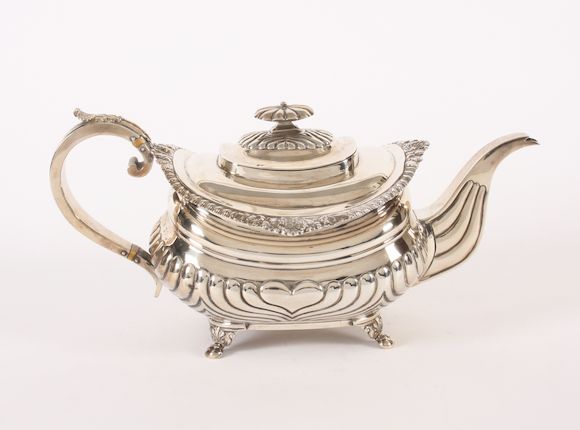 Bonhams : A George III silver teapot By Naphthali Hart, London, 1815,