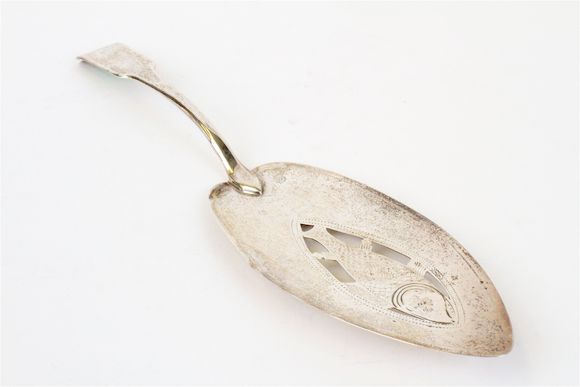 Bonhams : A George III Irish silver fiddle pattern fish slice By George ...