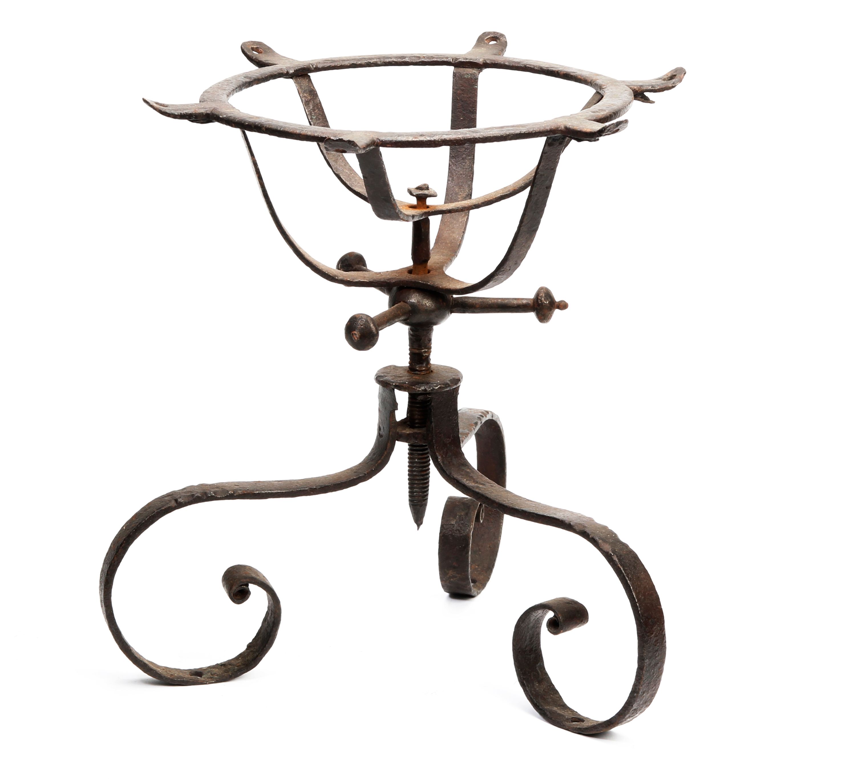 Bonhams : An 18th Century wrought iron revolving plate stand
