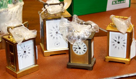 Bonhams : A collection of four brass carriage clocks 19th & 20th Century,