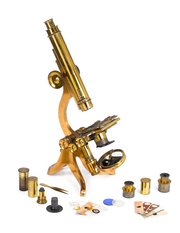 Bonhams : A brass compound monocular microscope, English, third quarter ...