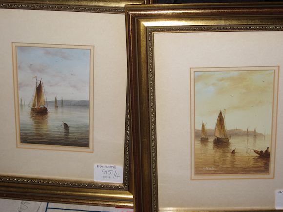 Bonhams : R. Cavalla, (20th century) Fishing boats in a calm, together ...