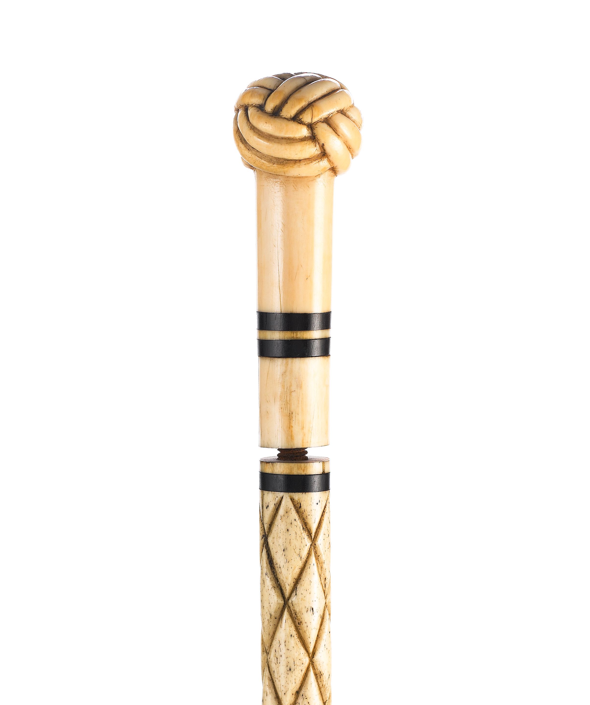 Bonhams : A 19th century marine ivory and whale bone walking cane,