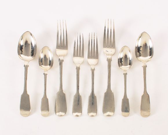 Bonhams : A canteen of Victorian silver fiddle pattern flatware for six ...