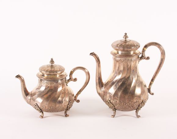 Bonhams : An early 19th century Norwegian silver teapot and coffee pot ...