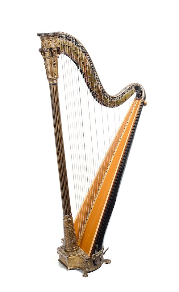 Bonhams : An Early Grecian Chromatic Chamber Harp by Sebastian Erard ...