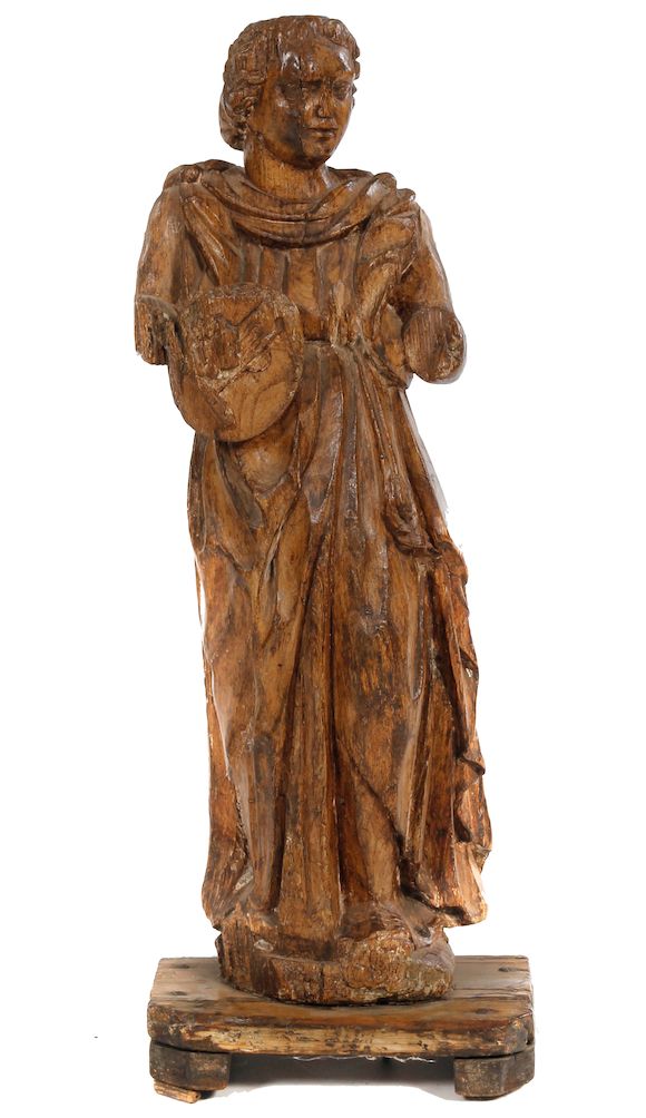 Bonhams : A carved elm figure of a musician, North EuropeanPossibly ...