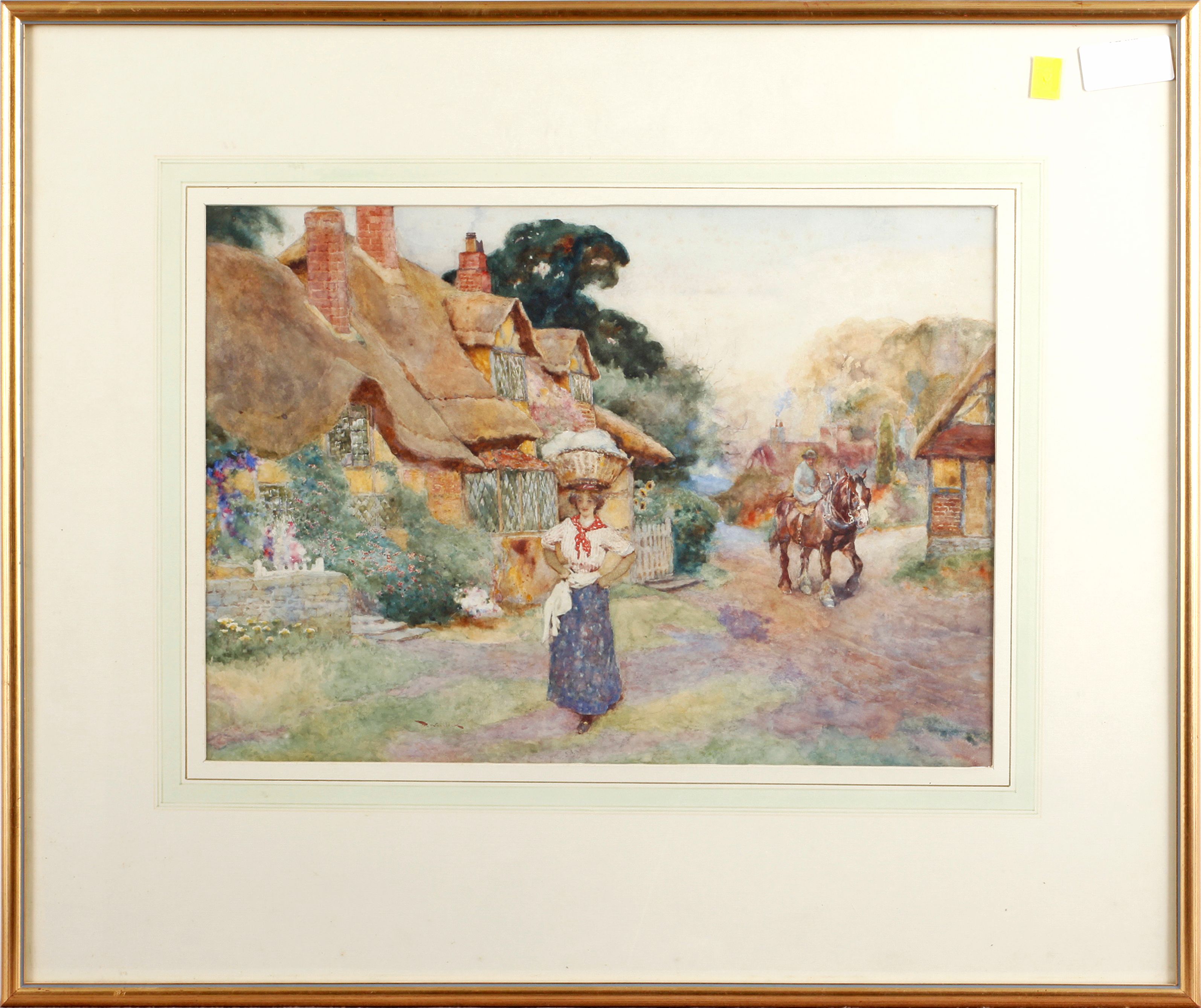 Bonhams : David Woodlock (British, 1842-1929) Village landscape with ...