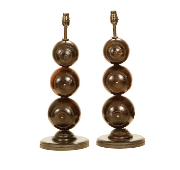 Bonhams : A pair of lamp bases modelled from boules
