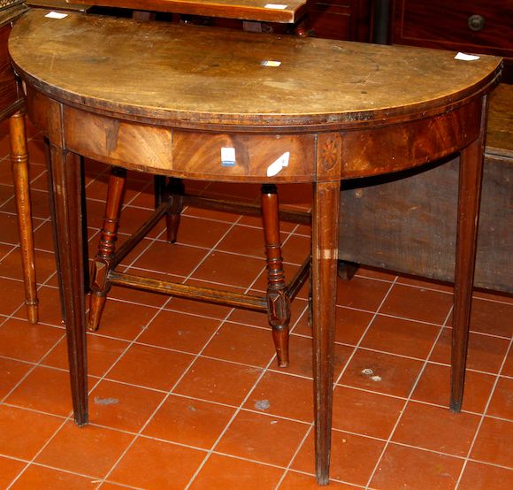 Bonhams : A George III mahogany 'D' shaped card table