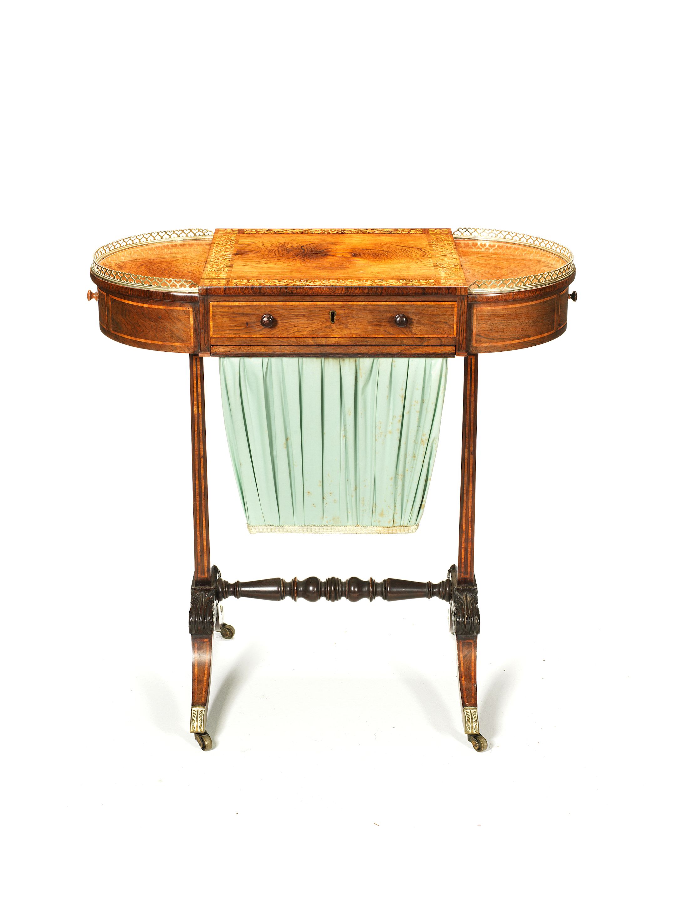Bonhams : A Regency rosewood, crossbanded and satinwood marquetry work ...