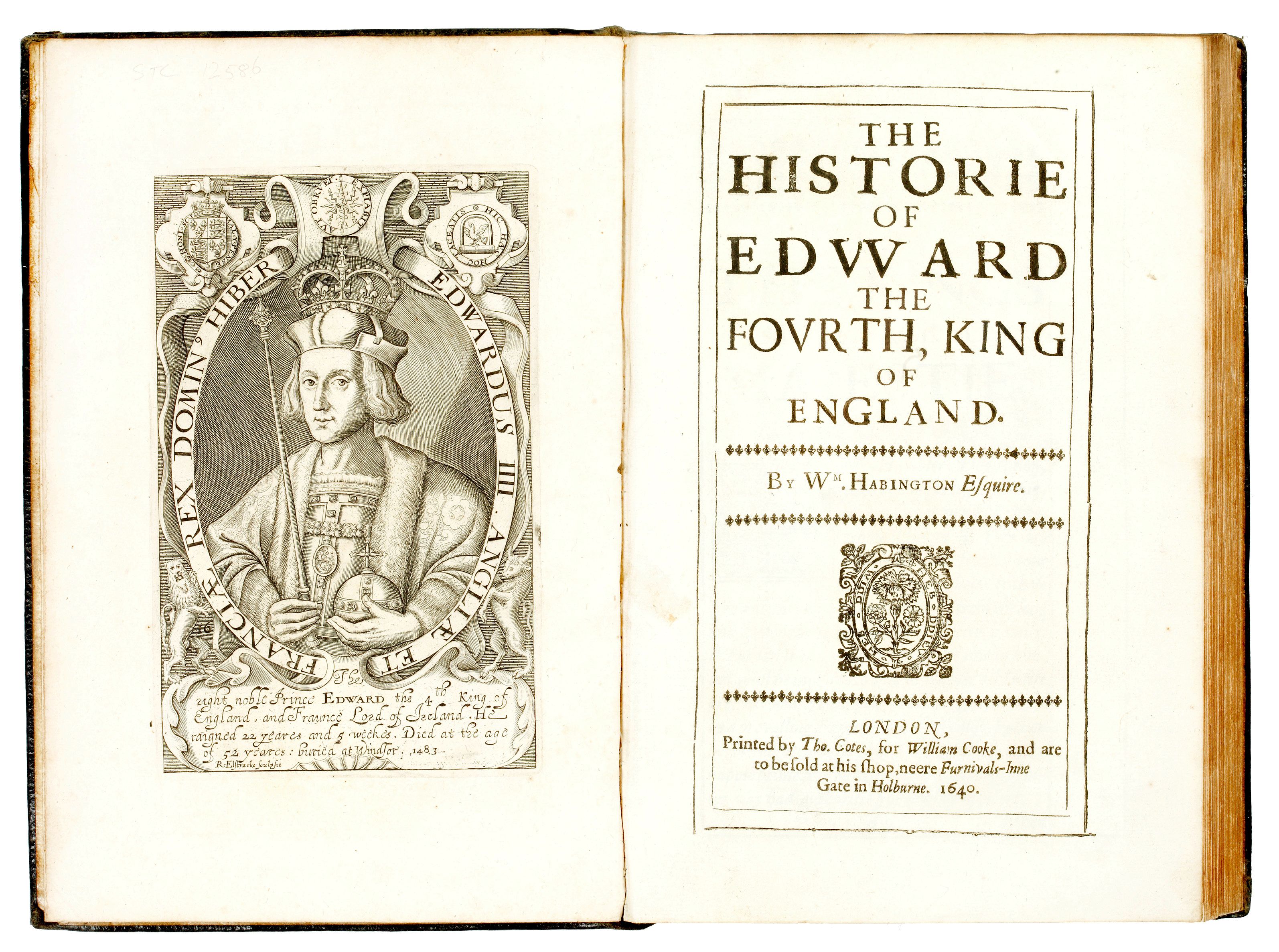 Bonhams : HABINGTON (WILLIAM) The Historie of Edward the Fourth, King ...
