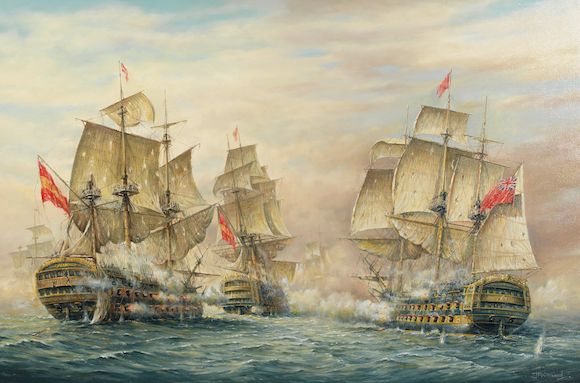 Bonhams : Jeff Pritchard (British) The Battle of Cape St Vincent 14 ...