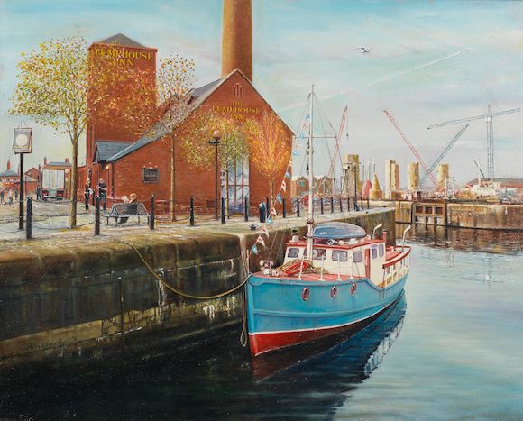 Bonhams : Jeff Pritchard (British) Albert Dock, Liverpool 15.5x19.5in.