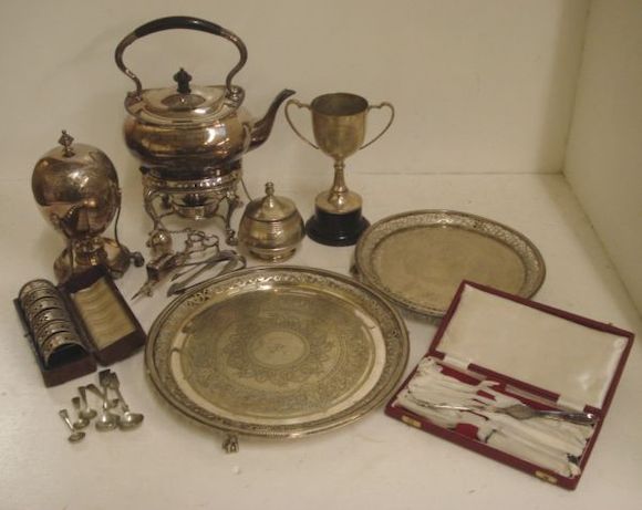 Bonhams : A Regency style electroplate tea kettle, on spirit heater ...