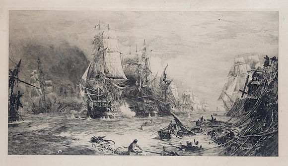 Bonhams : William Lionel Wyllie (British, 1851-1931) The battle of Trafalgar, 21 October 1805 ...