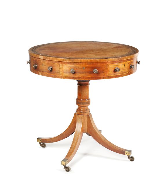 Bonhams : A Regency style rosewood revolving drum table