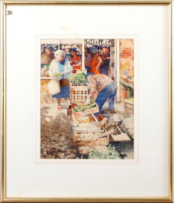 Bonhams : Keith Dunkley (British, 1942) L'Epicerie