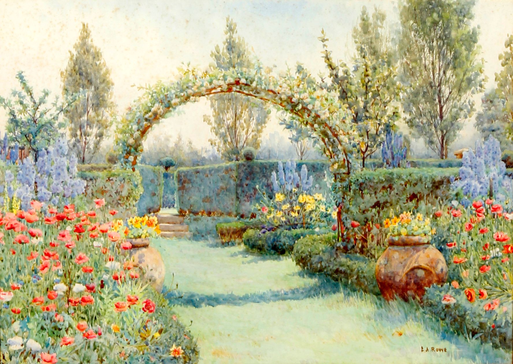 Bonhams : Ernest Arthur Rowe (British, 1863-1922) The arist's garden