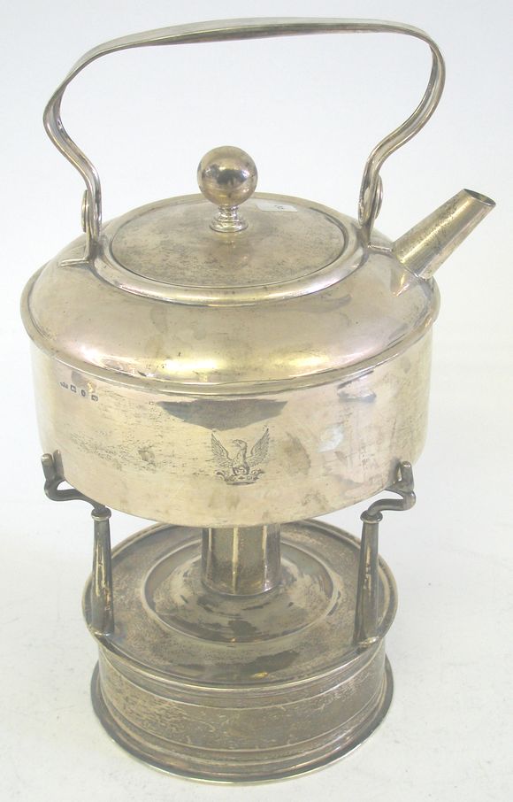 Bonhams : A Victorian silver picnic tea/hot kettle-on-stand, by Barker ...